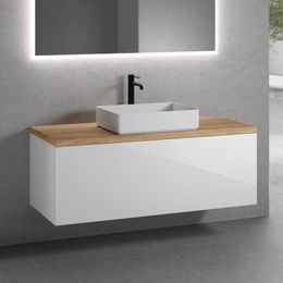 neoro n50 Schrank mit Waschtisch B: 140,5 T: 51,5 cm, 1 Auszug, BN0065WM+BN0494WH+BN0408W1,