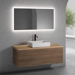 neoro n50 Unterschrank B: 140 cm mit 1 Auszug, Waschtisch B: 58 cm wei&szlig; matt, mit n30 Spiegel,, BN0065WM+BN0494WL+BN0408W1+BN0006MI,