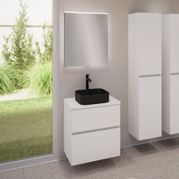 evineo ineo5 evo Unterschrank B: 60 cm mit 2 Ausz&uuml;gen, ineo7 Waschtisch B: 37,5 cm schwarz matt, mit ineo Lichtspiegel,,