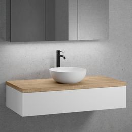 neoro n50 Unterschrank B: 120 cm mit 1 Auszug, Waschtisch &Oslash; 40 cm wei&szlig; matt,, BN0064WM+BN0414WM+BN0404W1,