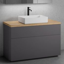 neoro n50 Unterschrank B: 120 cm mit 2 Ausz&uuml;gen, Waschtisch B: 58 cm wei&szlig; matt,, BN0065WM+BN0444GR+BN0404W1,