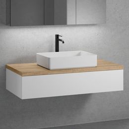 neoro n50 Unterschrank B: 120 cm mit 1 Auszug, Waschtisch B: 58 cm wei&szlig; matt,, BN0065WM+BN0414WM+BN0404W1,
