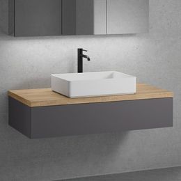 neoro n50 Unterschrank B: 120 cm mit 1 Auszug, Waschtisch B: 58 cm wei&szlig; matt,, BN0065WM+BN0414GR+BN0404W1,