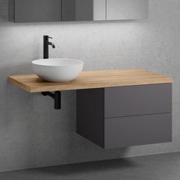 neoro n50 M&ouml;belanlage B: 120 cm, Unterschrank B: 60 cm mit 2 Ausz&uuml;gen, Waschtisch &Oslash; 40 cm wei&szlig; matt,, BN0064WM+BN0421GR+BN0404W1,