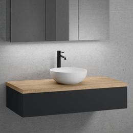 neoro n50 Unterschrank B: 120 cm mit 1 Auszug, Waschtisch &Oslash; 45 cm wei&szlig; matt,, BN0106WM+BN0414BM+BN0404W1,