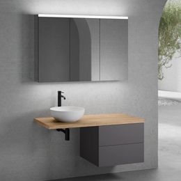 neoro n50 M&ouml;belanlage B: 120 cm, Unterschrank B: 60 cm mit 2 Ausz&uuml;gen, Waschtisch &Oslash; 45 cm wei&szlig; matt, mit Spiegelschrank,,