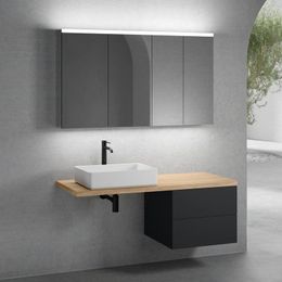 neoro n50 M&ouml;belanlage B: 140 cm, Unterschrank B: 60 cm mit 2 Ausz&uuml;gen, Waschtisch B: 58 cm wei&szlig; matt, mit Spiegelschrank,,