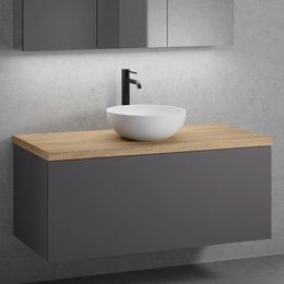 neoro n50 Unterschrank B: 120 cm mit 1 Auszug, Waschtisch &Oslash; 45 cm wei&szlig; matt,, BN0106WM+BN0434GR+BN0404W1,