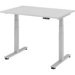 Stehschreibtisch, elektrisch h&ouml;henverstellbar, gerade, BxT 1200 x 800 mm, lichtgrau kaiserkraft