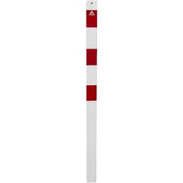Schake Absperrpfosten, 70 x 70 mm, ortsfest, zum Einbetonieren, ohne &Ouml;se, wei&szlig;/rot