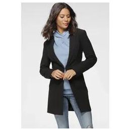 Longblazer Laura Scott, Damen, Gr. 32 (XS), schwarz, Web, Obermaterial: 63% Polyester, 33% Viskose, 4% Elasthan. Futter: 100% Polyester, figurbetont lang, 2-Naht-&Auml;rmel blind abgesteppte Kante, Blazer Longblazer, mit tiefen Reverskragen