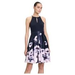Cocktailkleid Vera Mont "Damen mit Blumenprint", Damen, Gr. 34, Normalgr&ouml;&szlig;en, dunkelblau, ros&eacute;, Obermaterial: 100% Polyester. Futter: 100% Polyester, festlich, ausgestellt kurz, amerikanischer Ausschnitt, Kleider, Druck