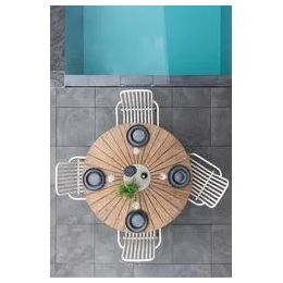 Gartentisch VENTURE HOME "Rosario, runde Esstafel f&uuml;r den Au&szlig;enbereich", braun, natur, natur, B:140cm H:75cm T:140cm, Tische, Gartentisch, Outdoortisch rund, Metallgestell, pflegeleicht