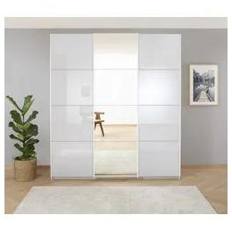 Schwebet&uuml;renschrank Rauch "Kleiderschrank Schrank Garderobe KOLUNA mit Glast&uuml;ren und Spiegel", wei&szlig; (alpinwei&szlig;, glas kristallwei&szlig;), B:203cm H:229cm T:62cm, Holzwerkstoff, Schr&auml;nke, Schwebet&uuml;renschrank, Breiten 203/271/315/360 cm H&ouml;hen 210/229 cm MADE IN GERMANY
