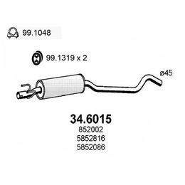 Asso Mittelschalld&auml;mpfer 346015 f&uuml;r Vaughall Opel