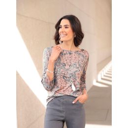 WITT Damen Print-Shirt im Muster-Mix, puder-anthrazit-bedruckt, Gr&ouml;&szlig;e 36