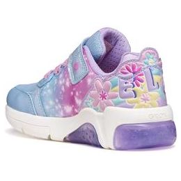 Sneaker Geox "J FADINLIGHT GIRL DISNEY - PRINCESS ELSA FROZEN", M&auml;dchen, Gr. 24, lila, hellblau, Lederimitat, Textil, Schuhe Sneaker, Blinkschuh mit Elsa-Motiv, Gr&ouml;&szlig;enschablone zum Download