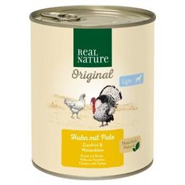 REAL NATURE Light Nassfutter Hund, Adult, Huhn und Pute 6x800 g