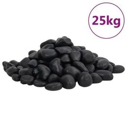 vidaXL Polierte Kiesel Schwarz 2-5 25 kg