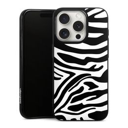 DeinDesign iPhone 15 Pro Handy Silikon H&uuml;lle Case schwarz Handyh&uuml;lle Animal Look Zebra Animal Print