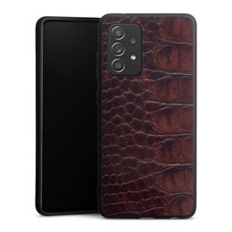DeinDesign Galaxy A52s 5G Handy Premium Silikon H&uuml;lle Handyh&uuml;lle schwarz Case Leather Crocodile Animal Print Silikon Premium Case