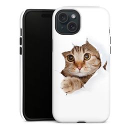DeinDesign iPhone 15 Plus Handy Panzer Handyh&uuml;lle robuste Outdoor H&uuml;lle Schutzh&uuml;lle matt Pet Cat Animals Tough Case