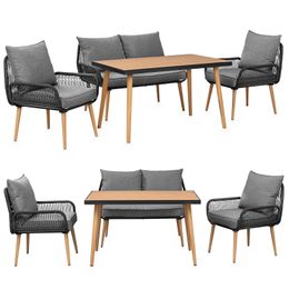 Swing&Harmonie Gartenm&ouml;bel Lounge-Set &bdquo;Sienna&ldquo; f&uuml;r 4 Personen - anthrazit/holz