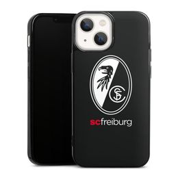 DeinDesign iPhone 13 Mini Handy Slim Case extra d&uuml;nn Silikon Handyh&uuml;lle schwarz H&uuml;lle Sc Freiburg Official Licensed Product Coat Of Arms Silikon Slim Case