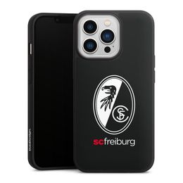 DeinDesign iPhone 13 Pro Handy Premium Silikon H&uuml;lle Handyh&uuml;lle schwarz Case Sc Freiburg Official Licensed Product Coat Of Arms Silikon Premium Case