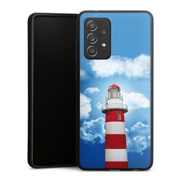 DeinDesign Galaxy A52s 5G Handy Premium Silikon H&uuml;lle Handyh&uuml;lle schwarz Case Sky Lighthouse Cloud Silikon Premium Case