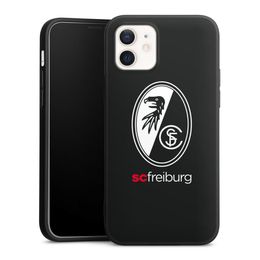 DeinDesign iPhone 12 Handy Premium Silikon H&uuml;lle Handyh&uuml;lle schwarz Case Sc Freiburg Official Licensed Product Coat Of Arms Silikon Premium Case