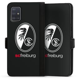 DeinDesign Galaxy A51 Handy Klapph&uuml;lle Handyh&uuml;lle aus Kunst Leder schwarz Flip Case Sc Freiburg Official Licensed Product Coat Of Arms Sideflip mit Lasche