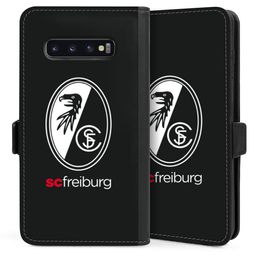 DeinDesign Galaxy S10 Plus Handy Klapph&uuml;lle Handyh&uuml;lle aus Kunst Leder schwarz Flip Case Sc Freiburg Official Licensed Product Coat Of Arms Sideflip mit Lasche