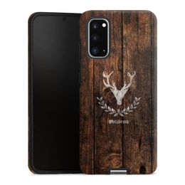 DeinDesign Galaxy S20 Handy Panzer Handyh&uuml;lle robuste Outdoor H&uuml;lle Schutzh&uuml;lle matt Wooden Look Deer Wood Tough Case