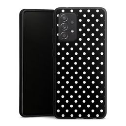 DeinDesign Galaxy A52s 5G Handy Premium Silikon H&uuml;lle Handyh&uuml;lle schwarz Case Points Polka Dots Retro Silikon Premium Case