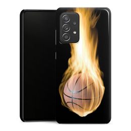 DeinDesign Galaxy A52s 5G Handy Premium Case Smartphone Handyh&uuml;lle Schutzh&uuml;lle gl&auml;nzend Basketball Fire Sports Premium Case