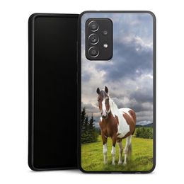 DeinDesign Galaxy A52s 5G Handy Premium Silikon H&uuml;lle Handyh&uuml;lle schwarz Case Nature Horse Meadow Silikon Premium Case