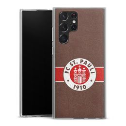 DeinDesign Galaxy S22 Ultra Handy Silikon H&uuml;lle Case transparent Handyh&uuml;lle Fc St. Pauli Logo Official Licensed Product Silikon Case