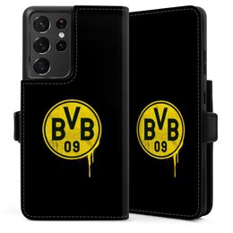 DeinDesign Galaxy S21 Ultra 5G Handy Klapph&uuml;lle Handyh&uuml;lle aus Kunst Leder schwarz Flip Case Borussia Dortmund Official Licensed Product Bvb Sideflip mit Lasche