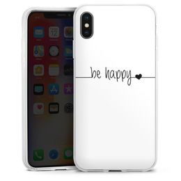 DeinDesign iPhone Xs Max Handy Silikon H&uuml;lle Case transparent Handyh&uuml;lle Statement Happiness Sayings Silikon Case