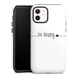 DeinDesign iPhone 12 Handy Panzer Handyh&uuml;lle robuste Outdoor H&uuml;lle Schutzh&uuml;lle matt Statement Happiness Sayings Tough Case