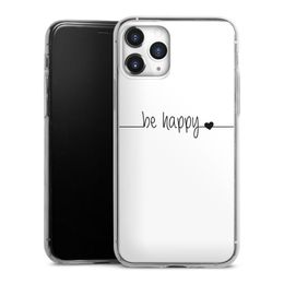 DeinDesign iPhone 11 Pro Handy Slim Case Silikon Handyh&uuml;lle transparent H&uuml;lle extra d&uuml;nn Sayings Statement Happiness Silikon Slim Case