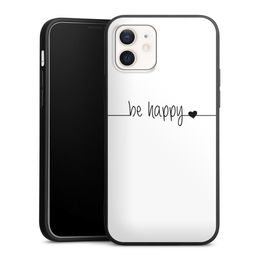 DeinDesign iPhone 12 Handy Premium Silikon H&uuml;lle Handyh&uuml;lle schwarz Case Statement Happiness Sayings Silikon Premium Case