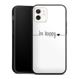 DeinDesign iPhone 12 mini Handy Premium Silikon H&uuml;lle Handyh&uuml;lle schwarz Case Statement Happiness Sayings Silikon Premium Case