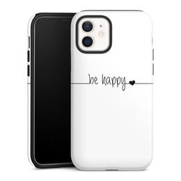 DeinDesign iPhone 12 mini Handy Panzer Handyh&uuml;lle robuste Outdoor H&uuml;lle Schutzh&uuml;lle gl&auml;nzend Statement Happiness Sayings Tough Case