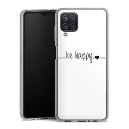 DeinDesign Galaxy A12 Handy Silikon H&uuml;lle Case transparent Handyh&uuml;lle Sayings Statement Happiness Silikon Case
