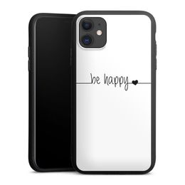 DeinDesign iPhone 11 Handy Premium Silikon H&uuml;lle Handyh&uuml;lle schwarz Case Sayings Statement Happiness Silikon Premium Case