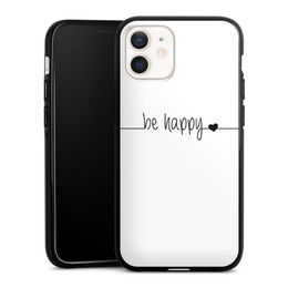DeinDesign iPhone 12 mini Handy Silikon H&uuml;lle Case schwarz Handyh&uuml;lle Statement Happiness Sayings