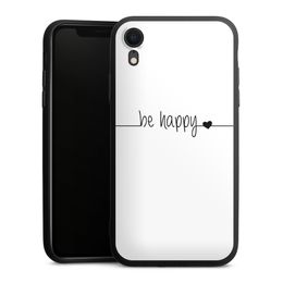 DeinDesign iPhone Xr Handy Premium Silikon H&uuml;lle Handyh&uuml;lle schwarz Case Statement Happiness Sayings Silikon Premium Case