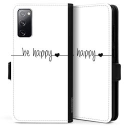 DeinDesign Galaxy S20 Handy Klapph&uuml;lle Handyh&uuml;lle aus Kunst Leder schwarz Flip Case Statement Happiness Sayings Sideflip mit Lasche